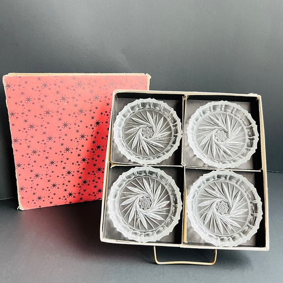 Dining | Vtg 4 Cut Glass Coasters Czechoslovakiabohemian ...